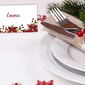 Poinsettia Christmas Place Cards | Editable Holiday Dinner (digital ...