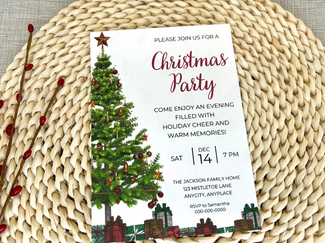 Editable Christmas Party Invitation Template Holiday Party Invite ...