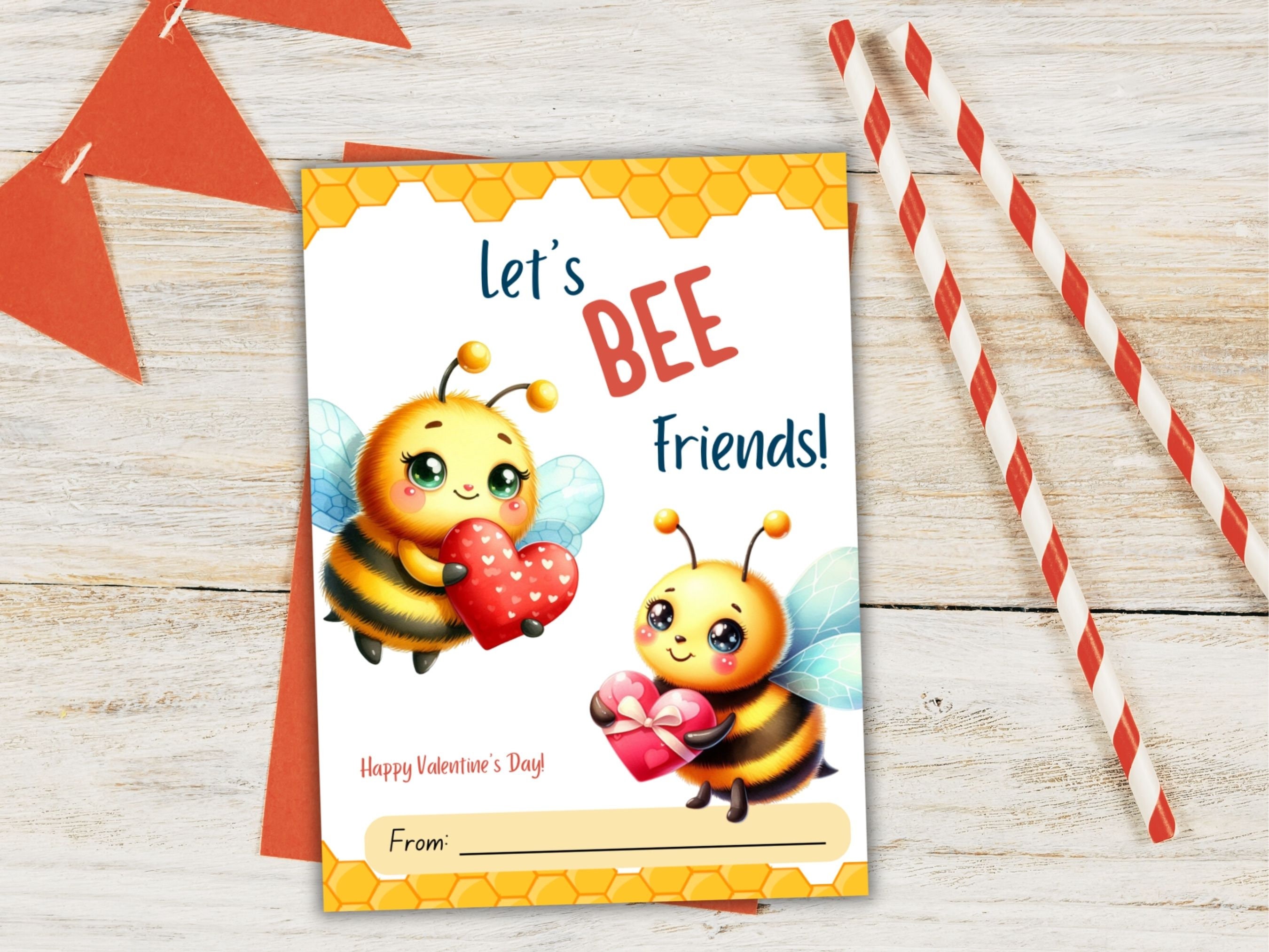 Valentine for Class Mates, Bee Mine Valentines Cards Instant Download ...