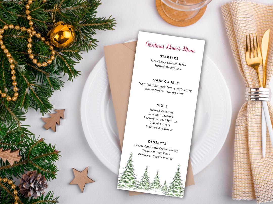Editable Christmas Dinner Menu Template Printable Holiday Menu ...