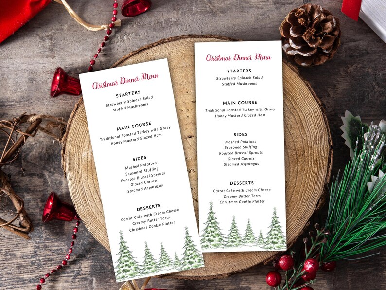 Editable Christmas Dinner Menu Template Printable Holiday Menu ...