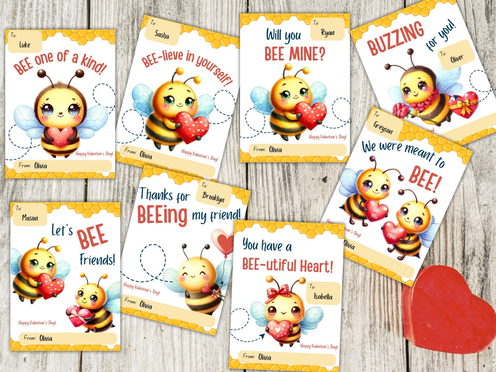 Editable Bee Mine Valentine Class Card Cute Bee Printable Valentines ...