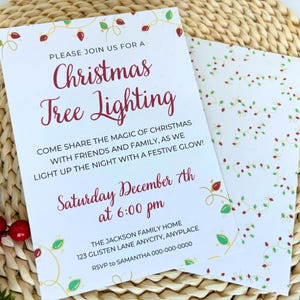 Editable Christmas Tree Lighting Invitation Simple Christmas Lights ...