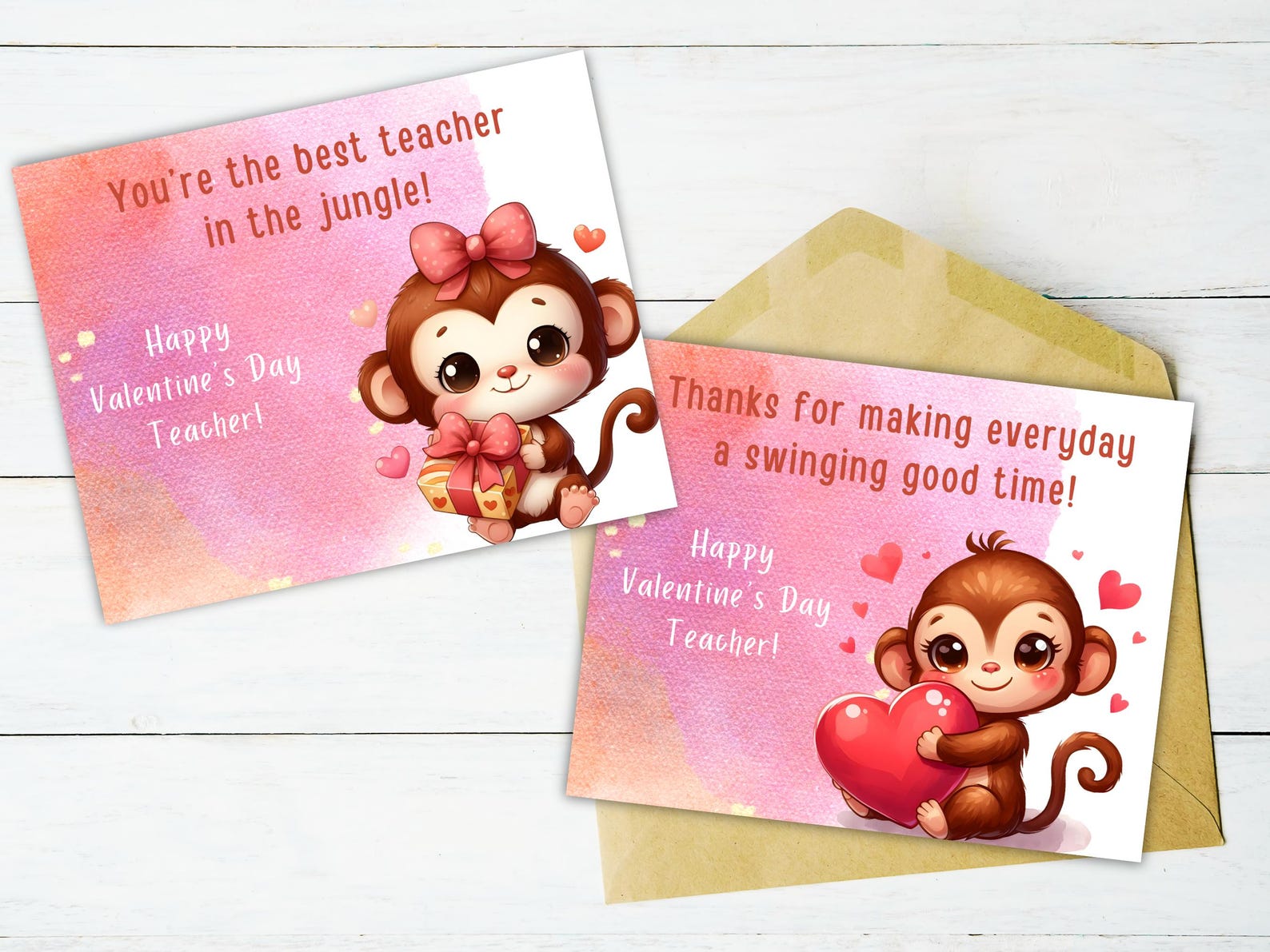 Editable Monkey Valentine Class Cards Printable Kids Exchange Cards ...