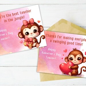 Editable Monkey Valentine Class Cards Printable Kids Exchange Cards ...