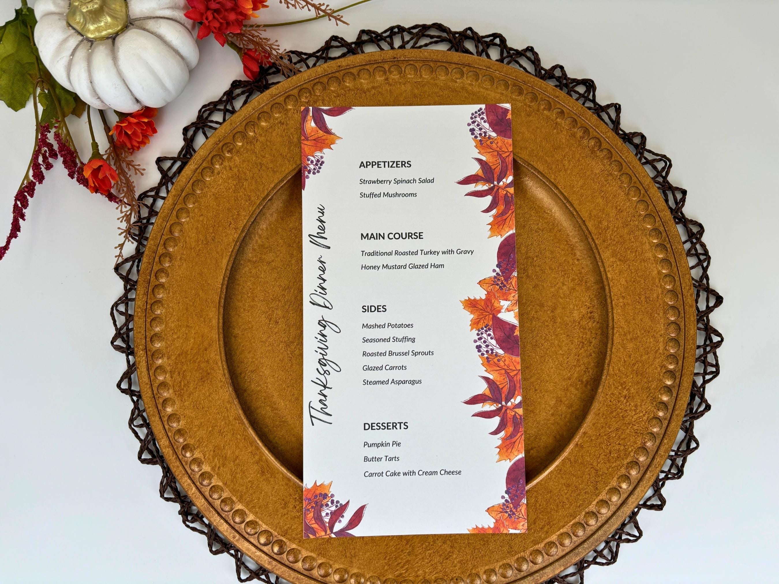 Editable Thanksgiving Dinner Menu Template Printable Instant Download ...