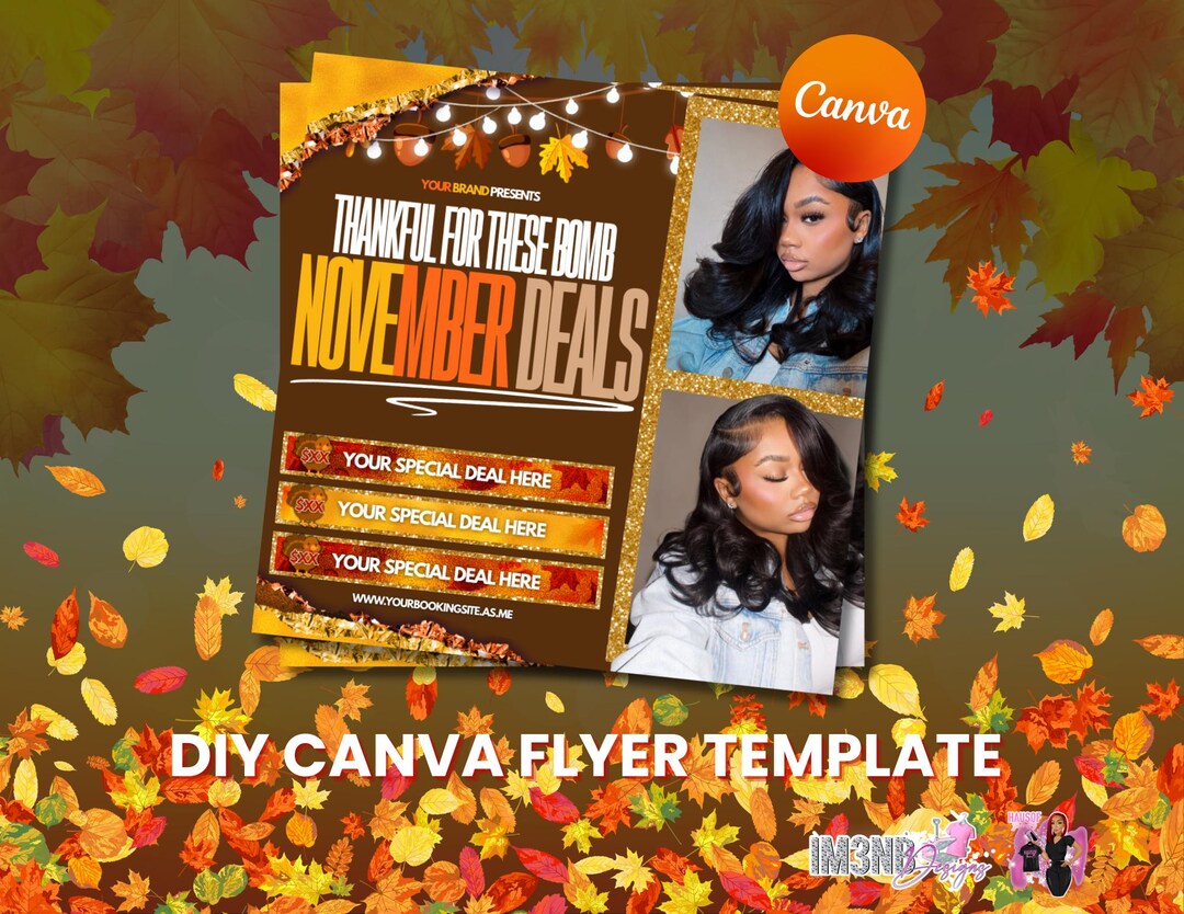 November Deals Flyer, Fall Booking, Beauty Template (canva) - Etsy