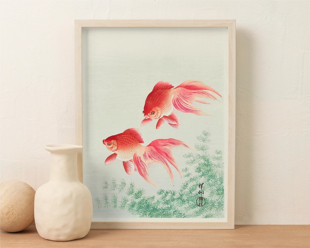 Ohara Koson Wo Veil Goldfish, 1926 Upscaled Art Print, Vintage Japanese ...