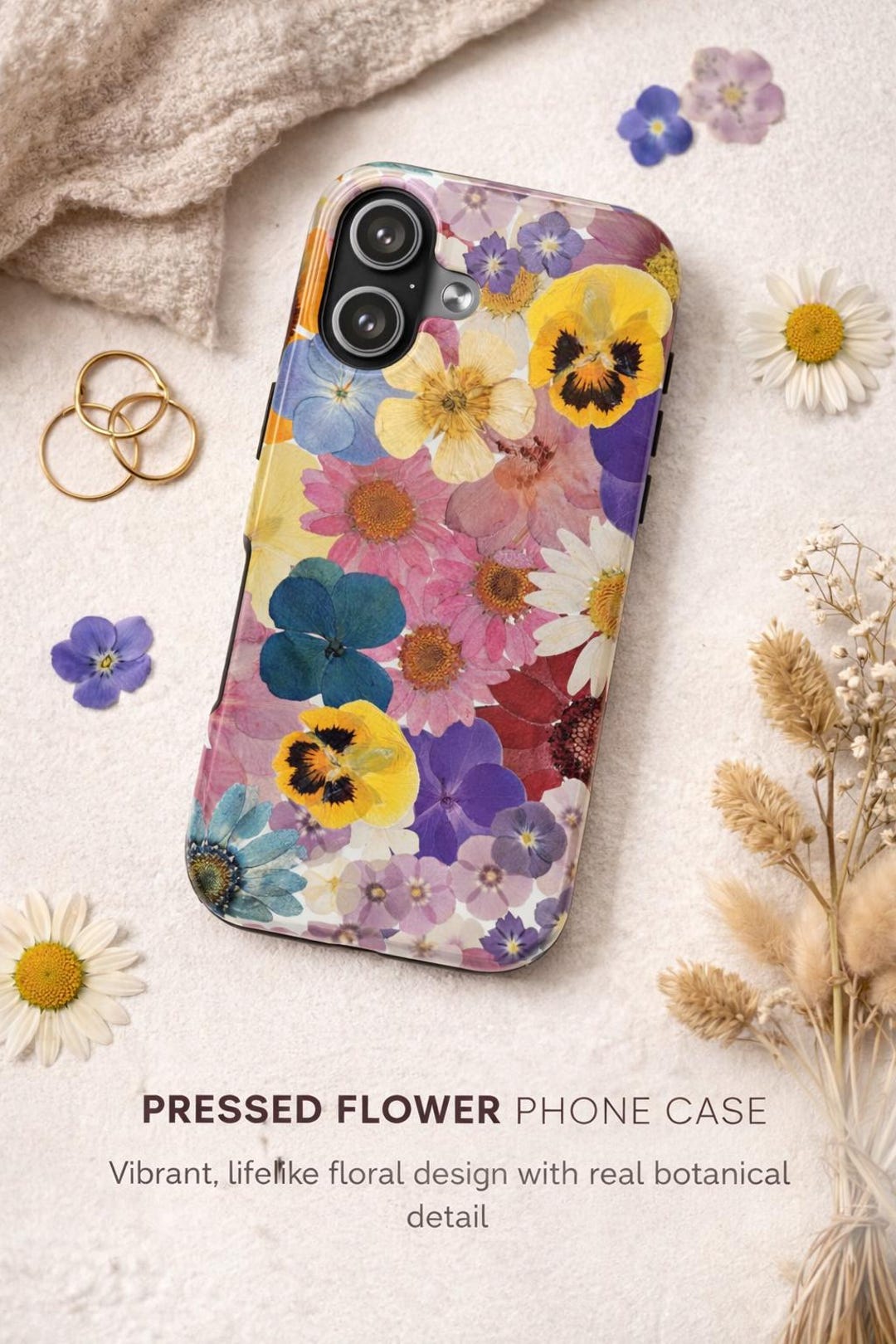 Pressed Flower Phone Case | Colorful Botanical Floral Case | Wildflower ...