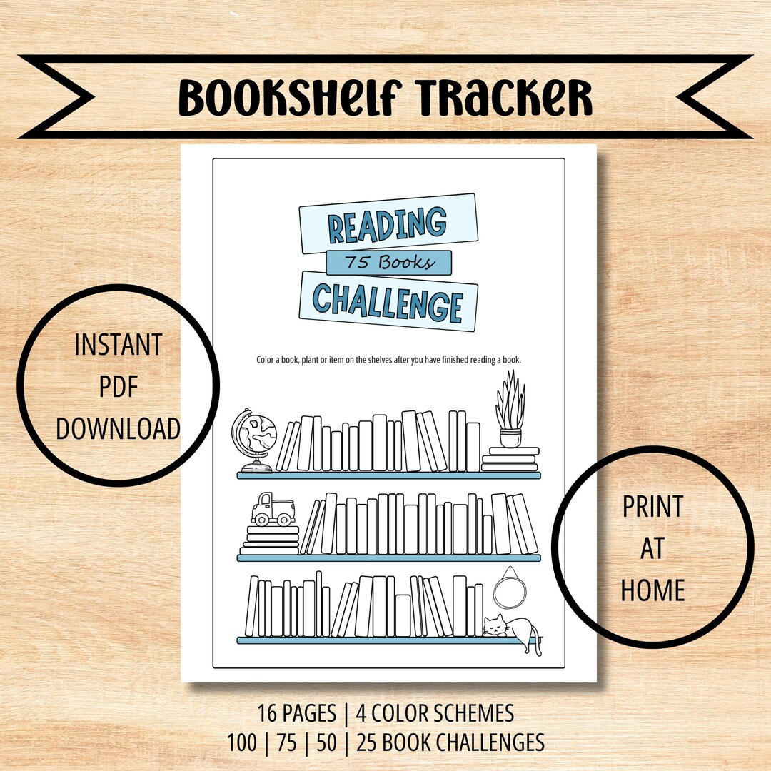 Printable Bookshelf Reading Tracker Digital Download Book Log Fun ...