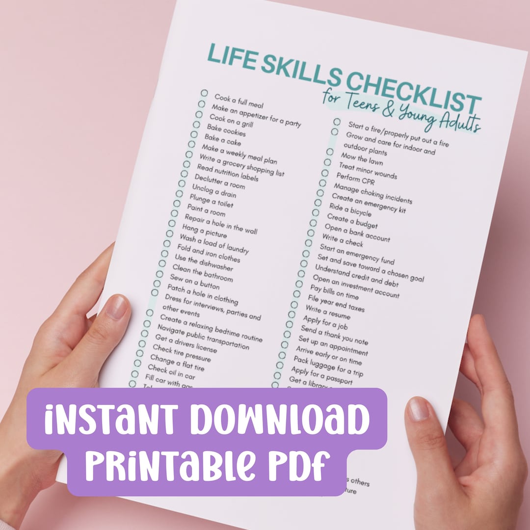 Life Skills Checklist for Teens & Young Adults Youth Readiness Skills ...