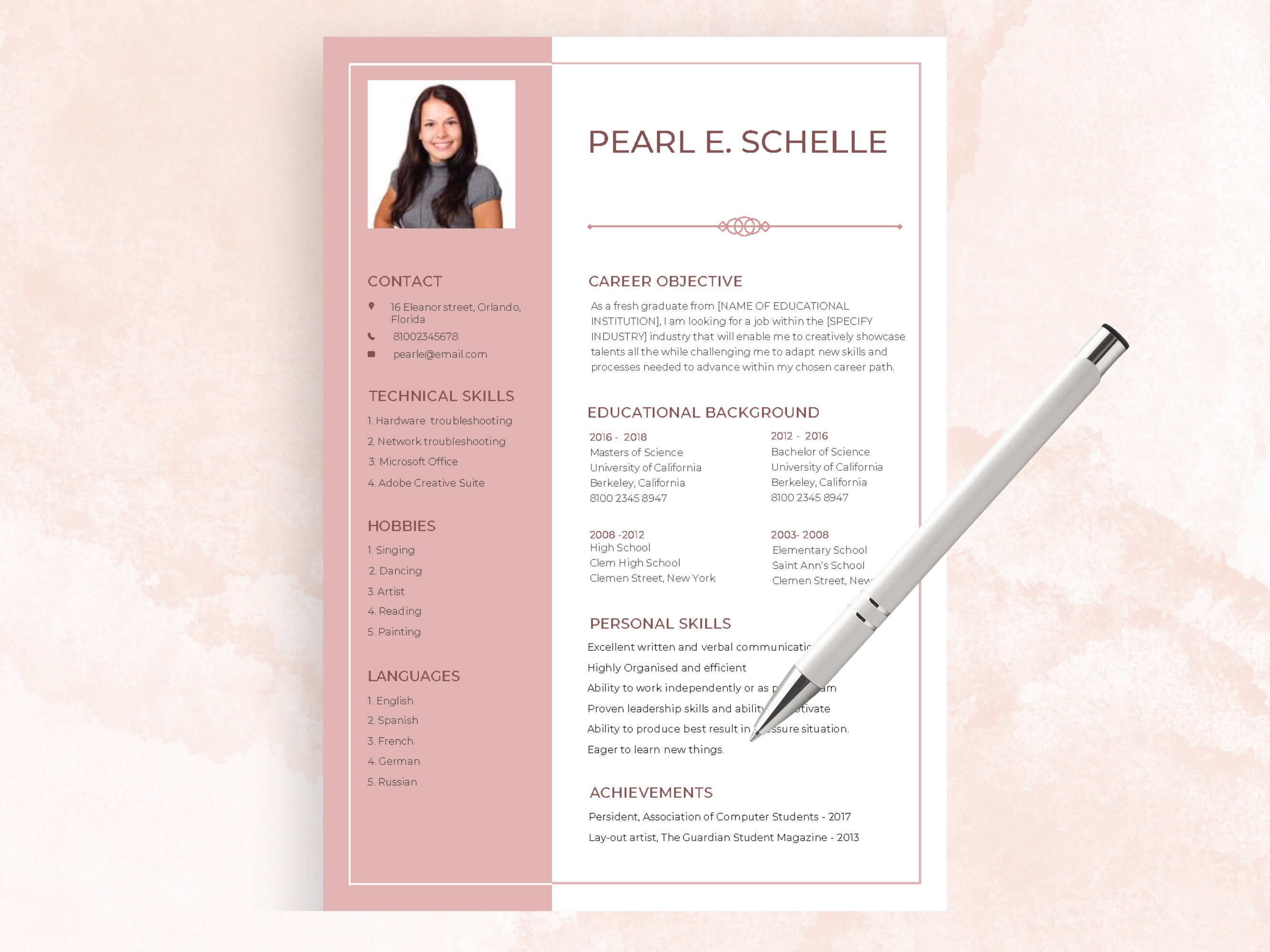 Professional Resume Template With Photo Cv Template Resume - Etsy