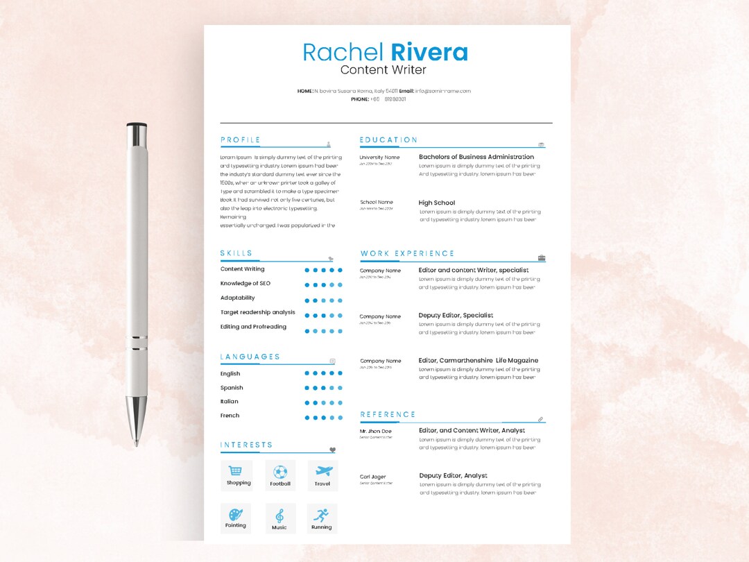 Healthcare Professional Resume Word Resume Template Resume - Etsy