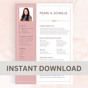 Professional Resume Template With Photo Cv Template Resume - Etsy