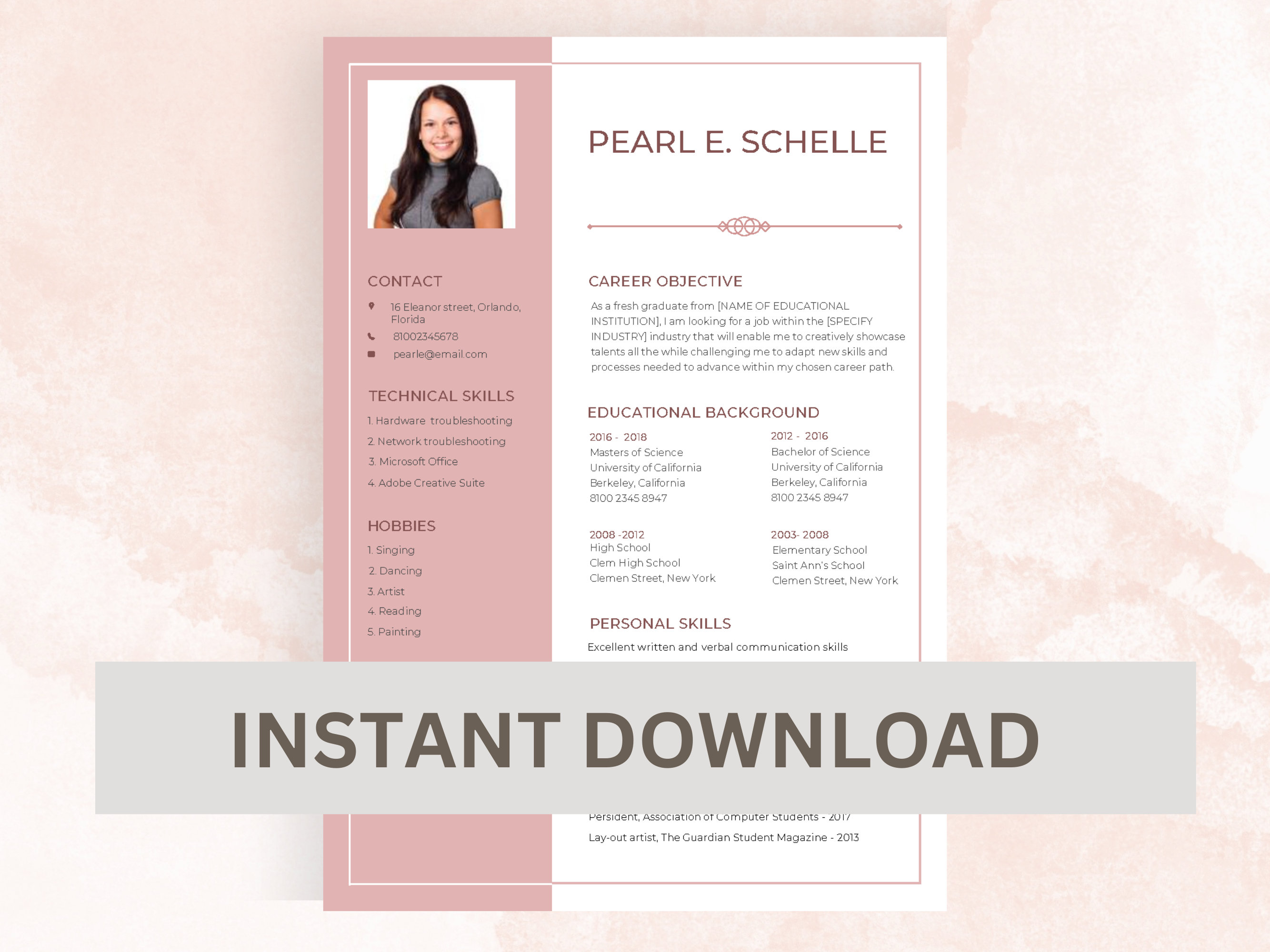 Professional Resume Template With Photo Cv Template Resume - Etsy