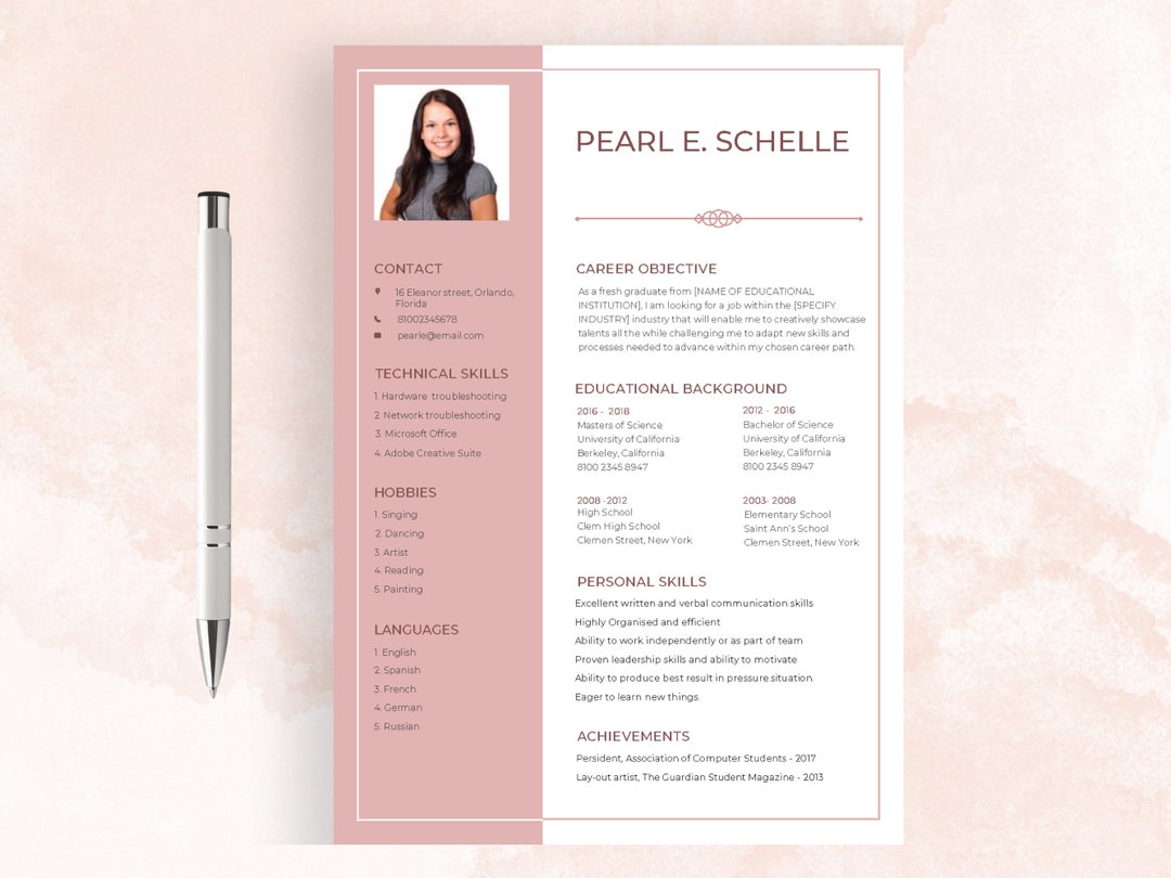 Professional Resume Template With Photo Cv Template Resume - Etsy