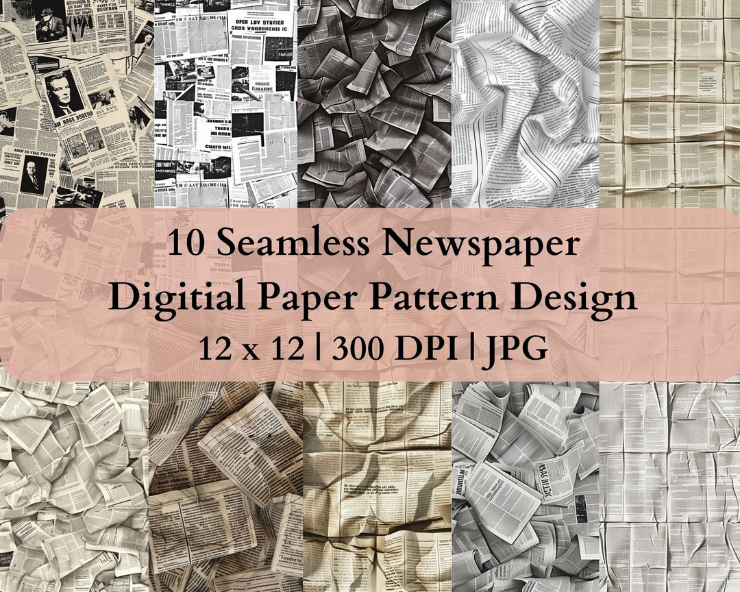 10 Seamless Newspaper Digital Transfer Paper, Adjustable Repeating ...