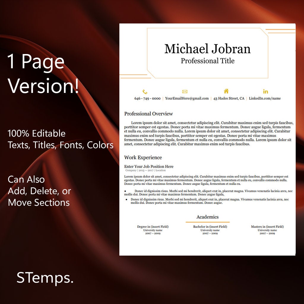 Bahama Mama Resume CV Template Google Docs Design With 1, 2, and 3 Page ...