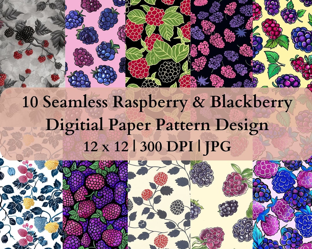 10 Seamless Raspberry & Blackberry Digital Transfer Paper, Adjustable ...
