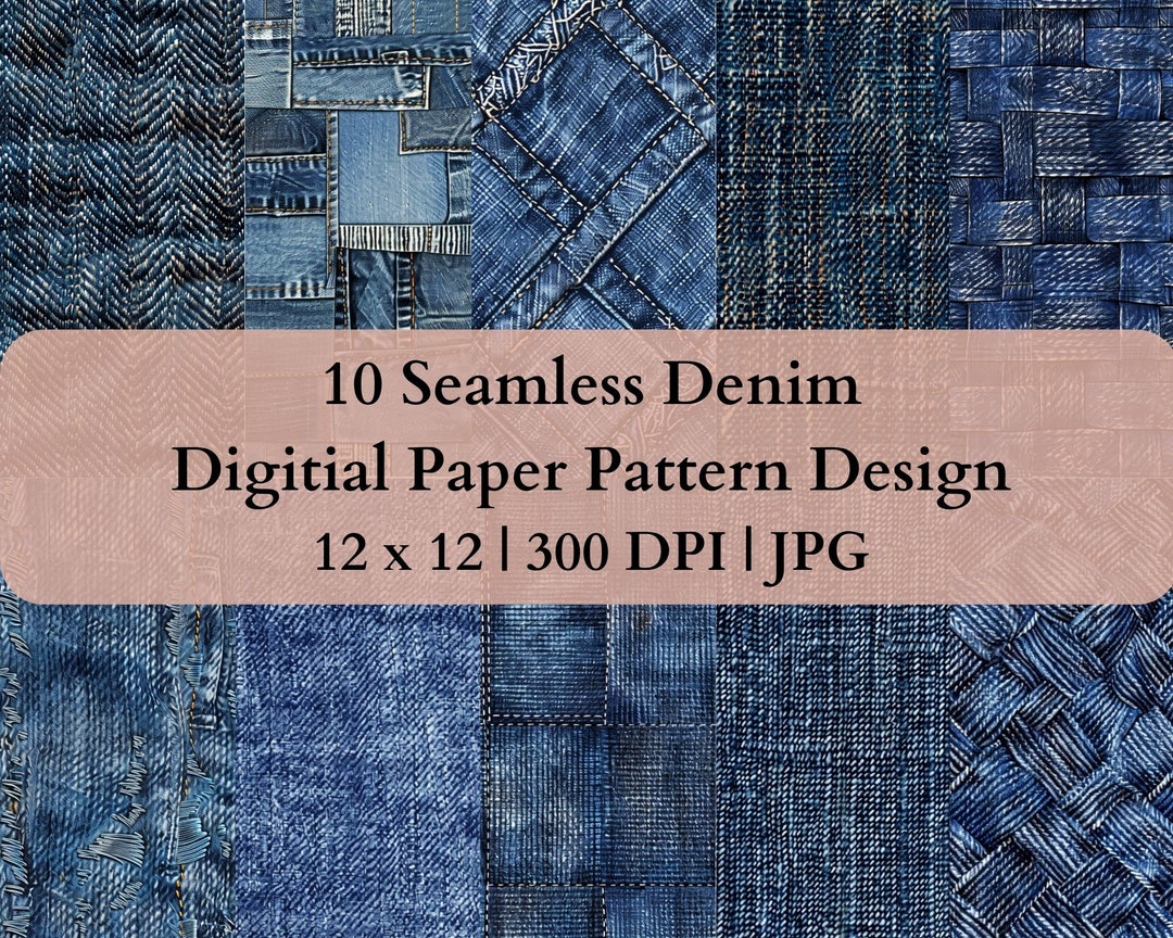 10 Seamless Denim Digital Transfer Paper, Adjustable Repeating Print ...