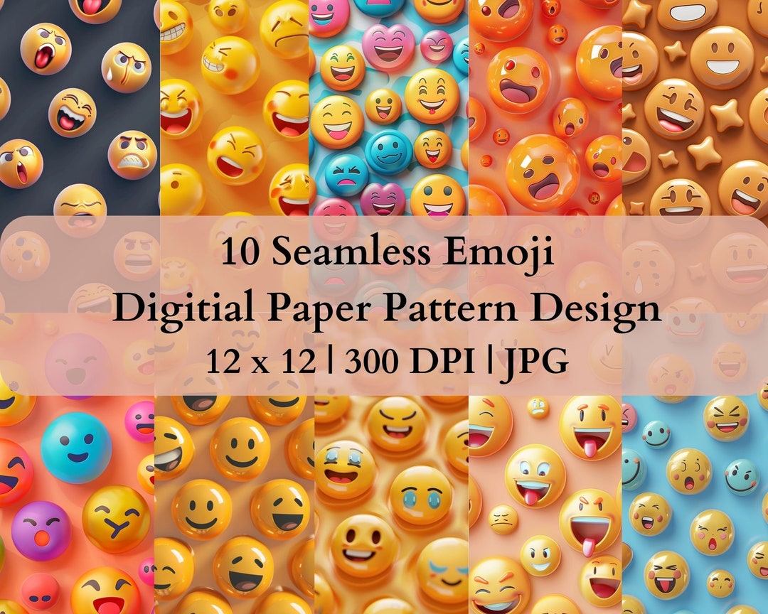 10 Seamless Emoji Digital Transfer Paper, Adjustable Repeating Print ...