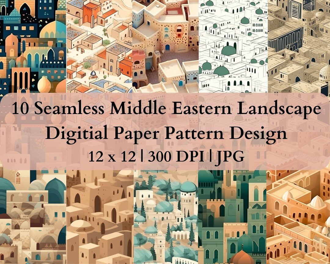 10 Seamless Middle Eastern Landscape Digital Transfer Paper, Adjustable ...
