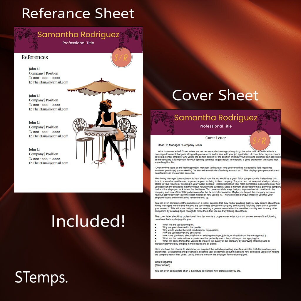 Silhouette Resume CV Template Google Docs Design With 1, 2, and 3 Page ...