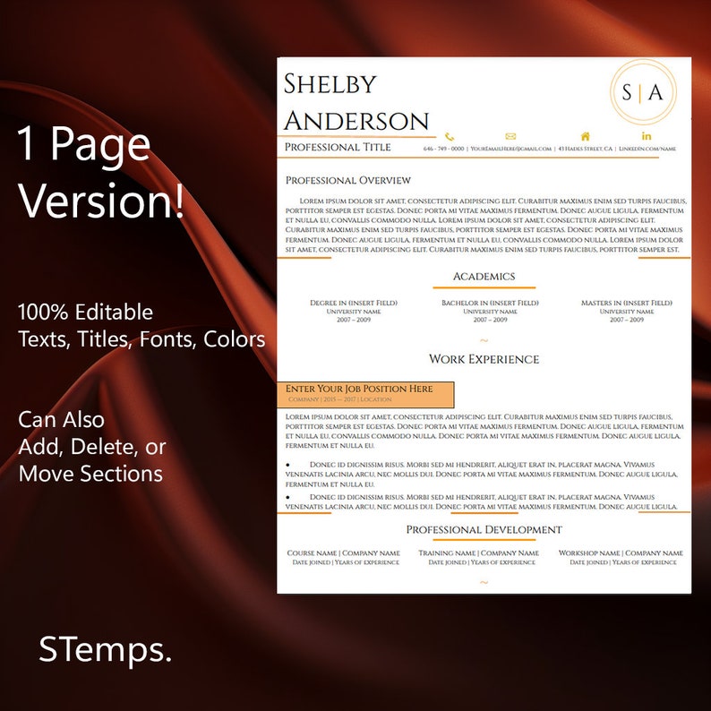 Handsome Jack Resume CV Template Google Docs Design With 1, 2, and 3 ...