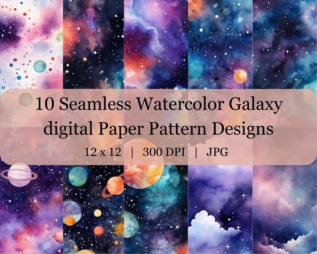 10 Seamless Watercolor Galaxy Digital Transfer Paper Adjustable ...