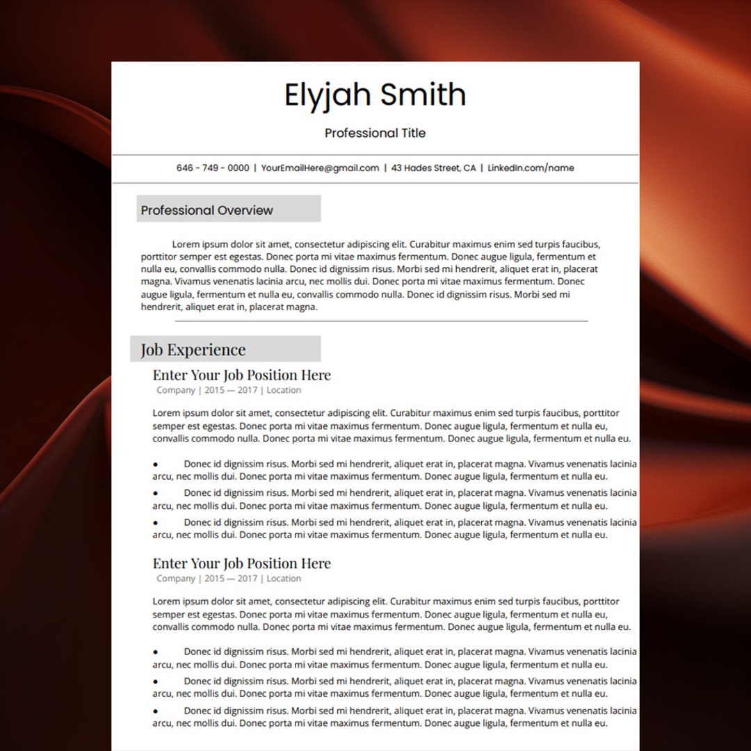 Elderberry Resume CV Template Google Docs Design With 1, 2, and 3 Page ...