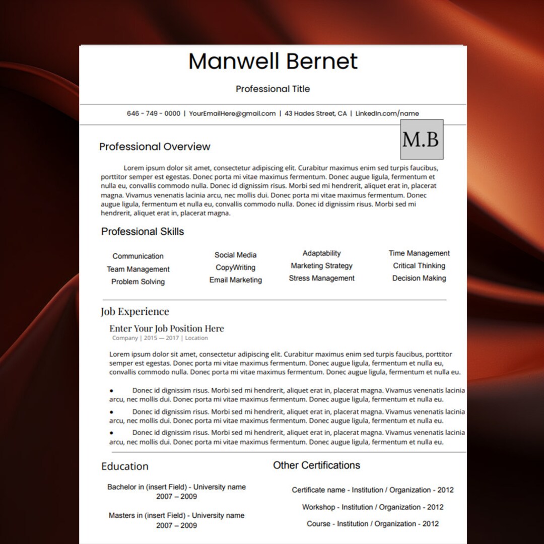 Lemon Resume CV Template Google Docs Design With 1, 2, and 3 Page ...