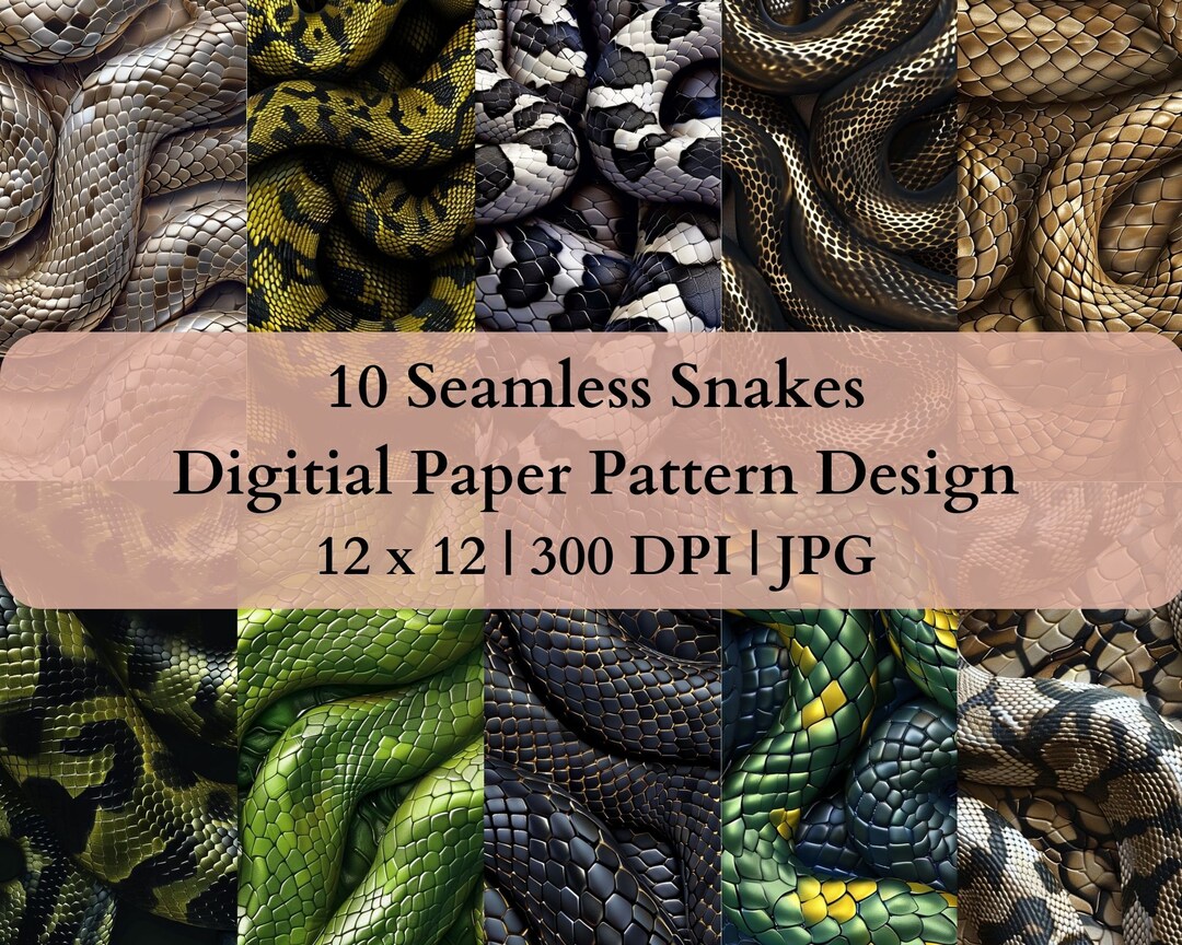 10 Seamless Snake Digital Transfer Paper, Adjustable Repeating Print ...