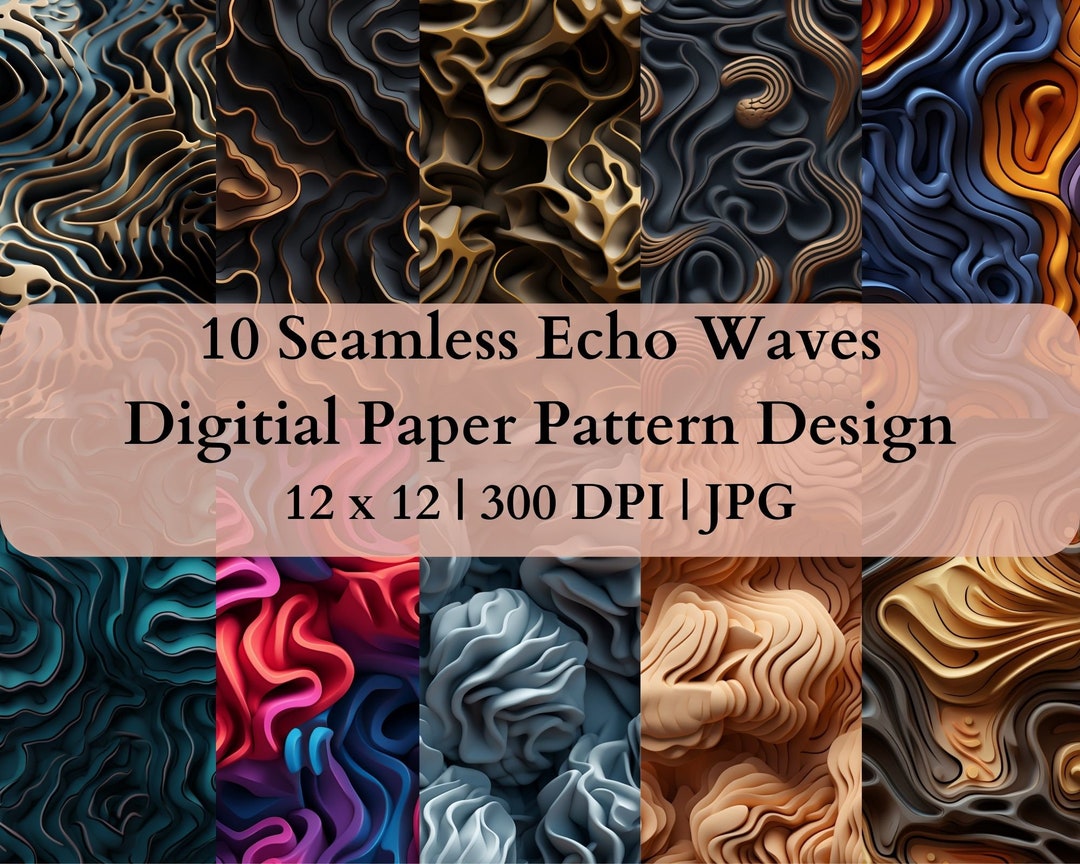 10 Seamless Echo Waves Digital Transfer Paper, Adjustable Repeating ...