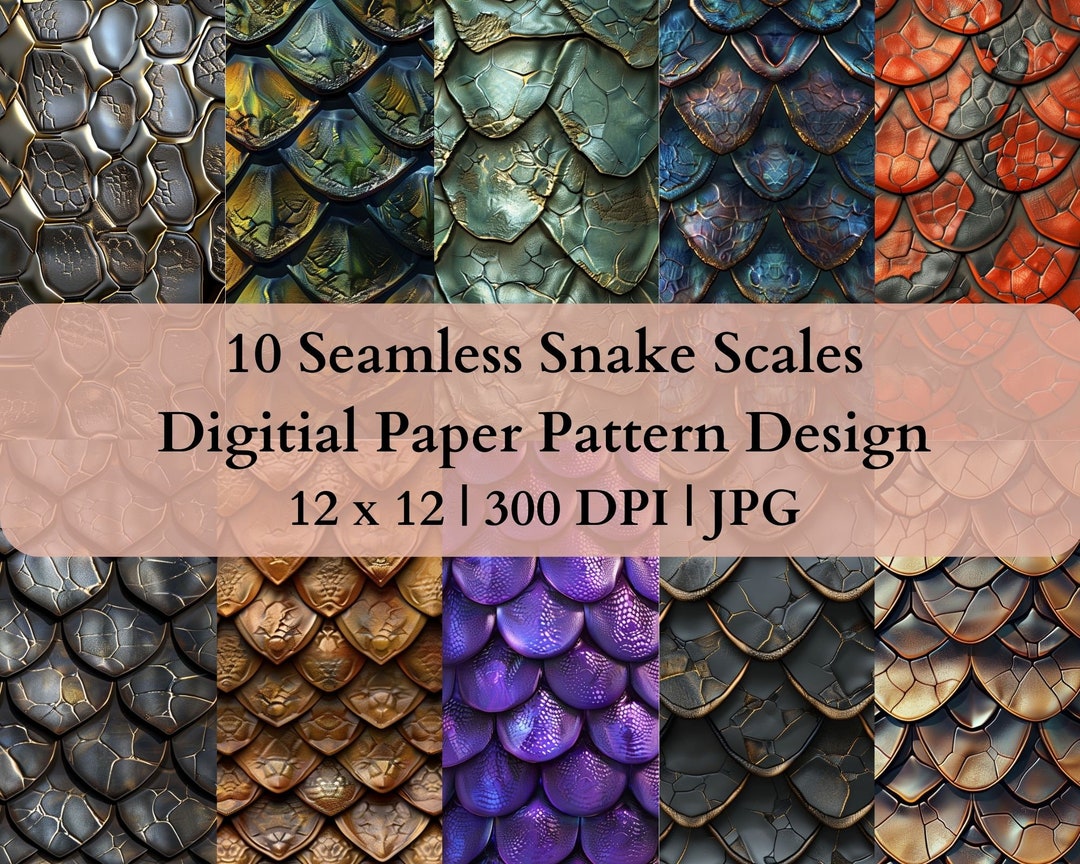 10 Seamless Snake Scales Digital Transfer Paper, Adjustable Repeating ...