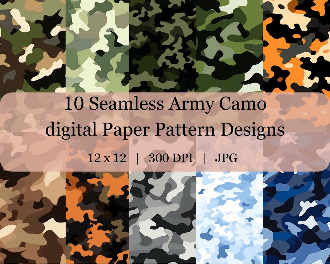 10 Seamless Army Camo Digital Transfer Paper, Adjustable Repeating ...