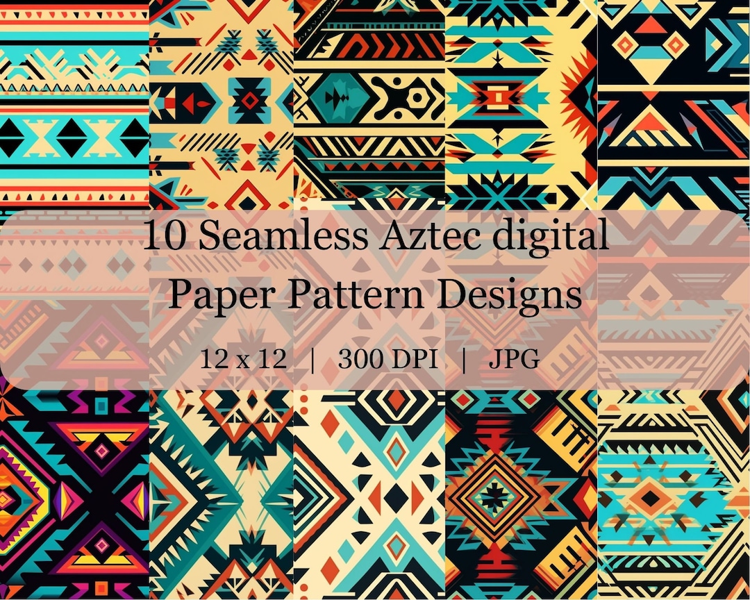 10 Seamless Aztec Digital Transfer Paper, Adjustable Repeating Print ...