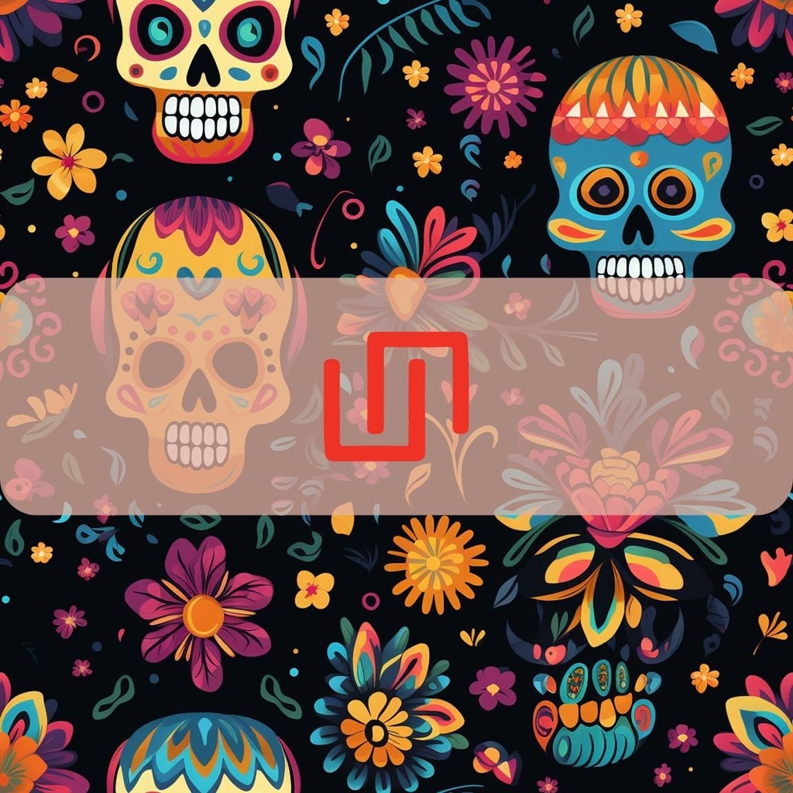 10 Seamless Sugar Skulls Digital Transfer Paper, Adjustable Repeating ...