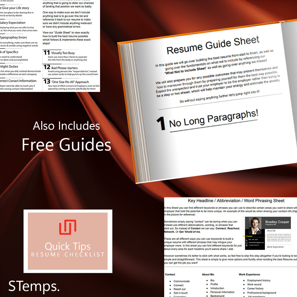 Silhouette Resume CV Template Google Docs Design With 1, 2, and 3 Page ...