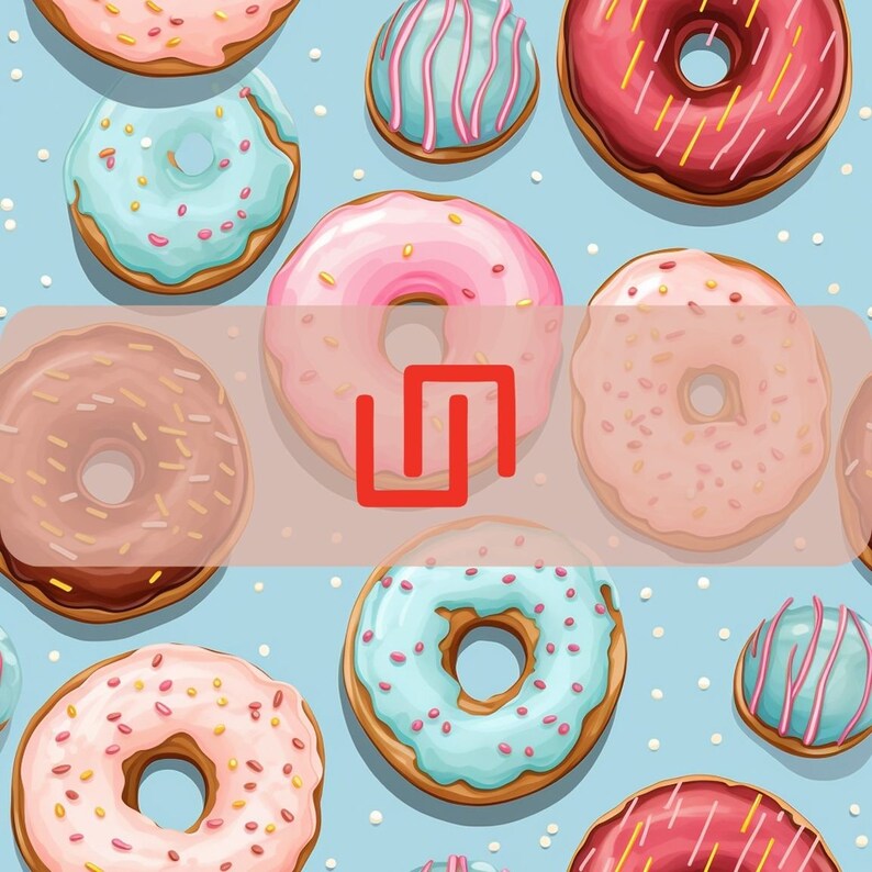 10 Seamless Donuts Digital Transfer Paper, Adjustable Repeating Print Pattern, Graphic Vector ...