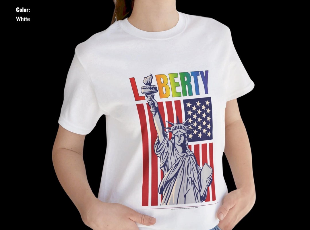 Statue of Liberty Rainbow Pride T-shirt, American Flag Colors - Etsy