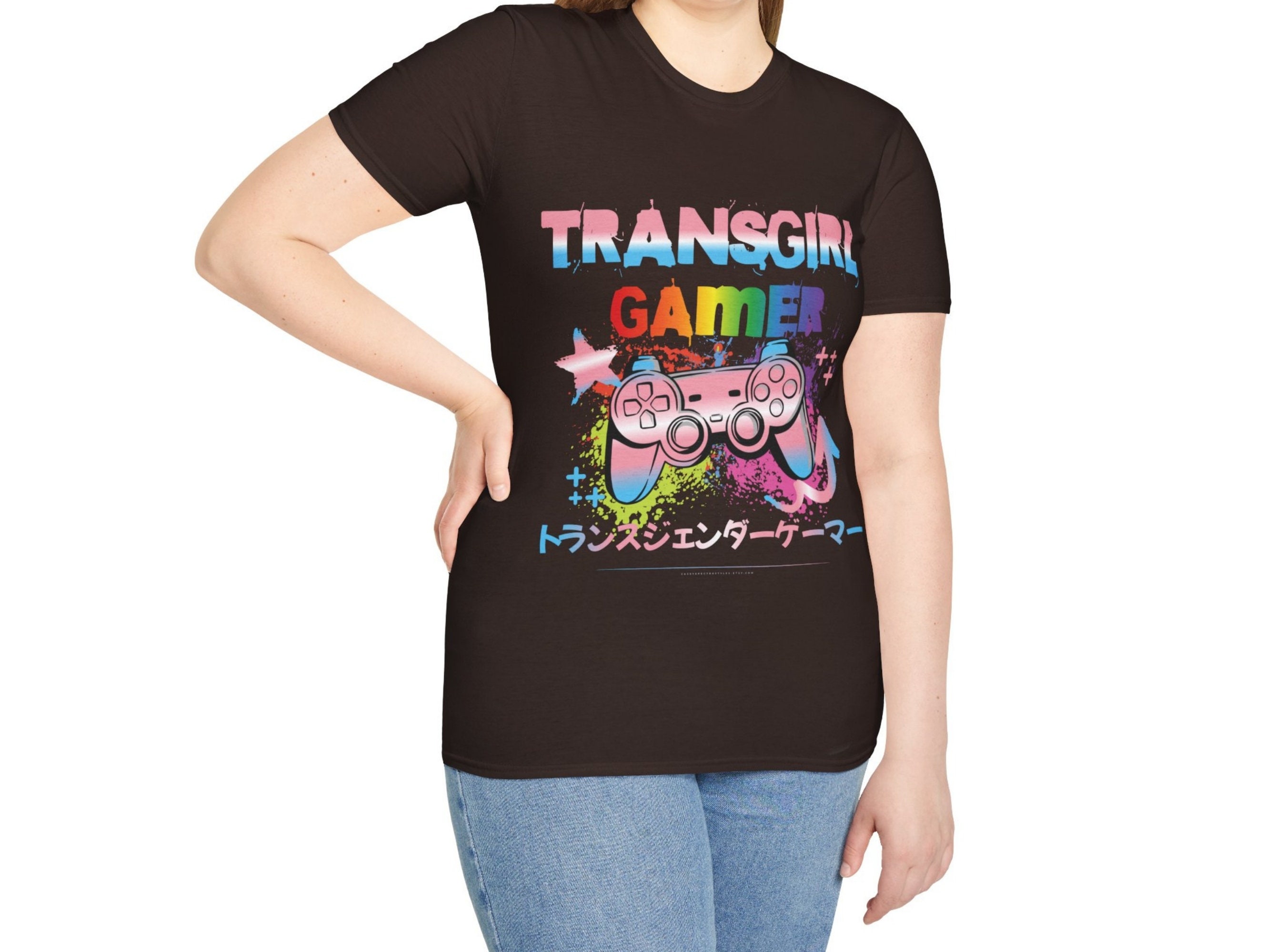 Transgirl Gamer Tee, Japanese Art, LGBTQIA+ Pride Softstyle T-shirt - Etsy