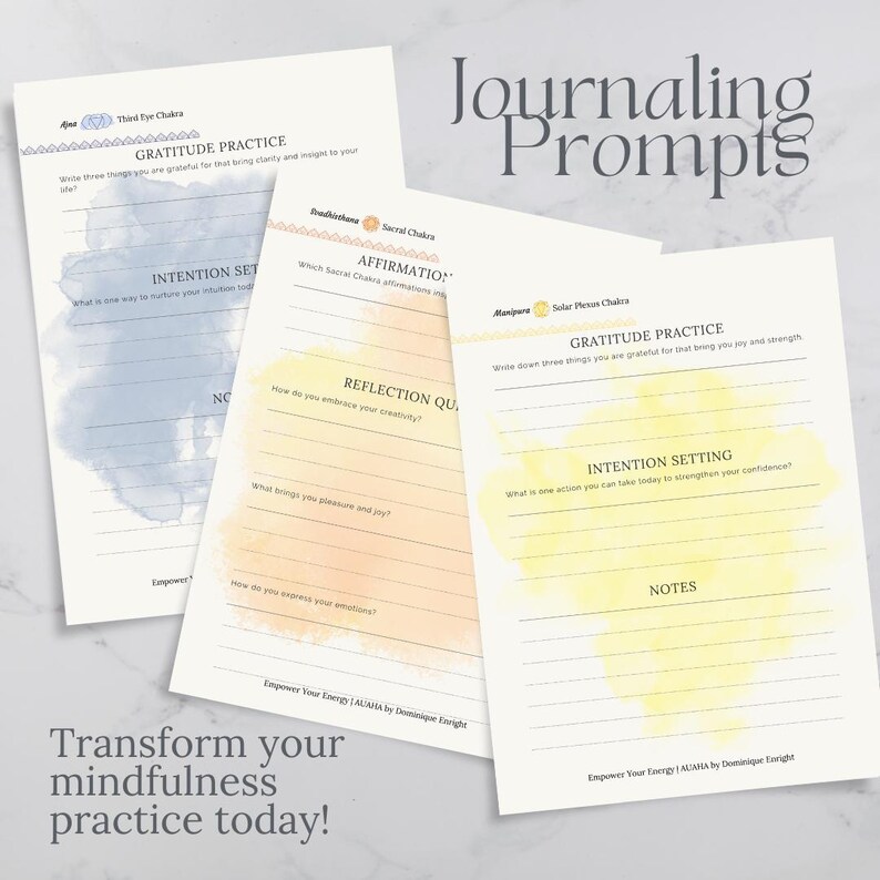 Chakra Affirmation and Journaling Bundle | 7 Chakra Affirmations and Reflections | A4 PDF and ...