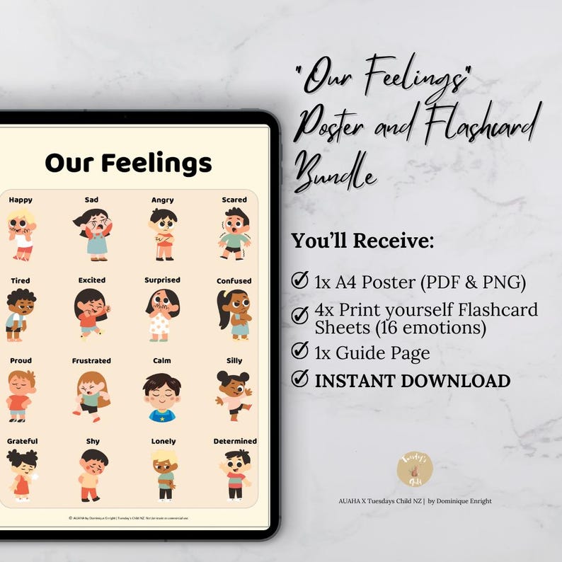 Our Feelings – Printable Emotions Poster & Flashcards for Kids (digital ...