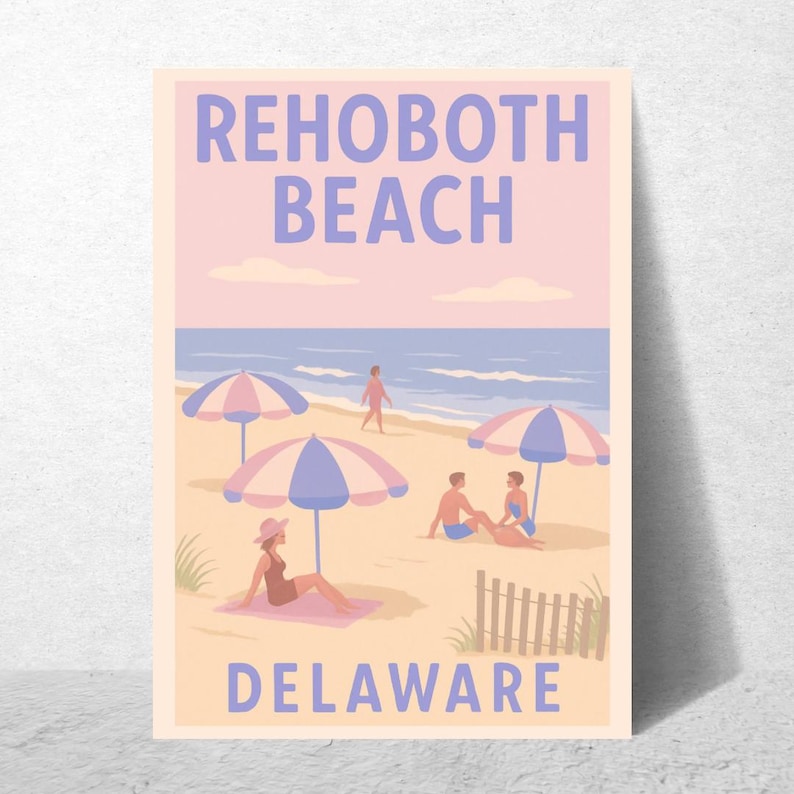 Rehoboth Beach Printable Poster – Vintage Coastal Wall Art | Delaware ...