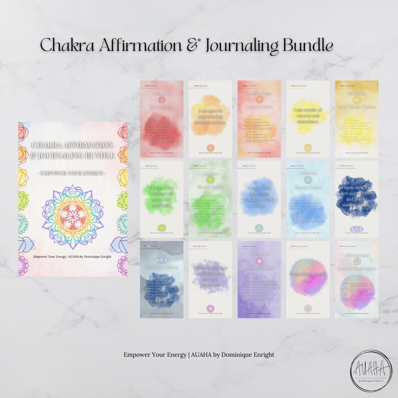 Chakra Affirmation and Journaling Bundle | 7 Chakra Affirmations and Reflections | A4 PDF and ...