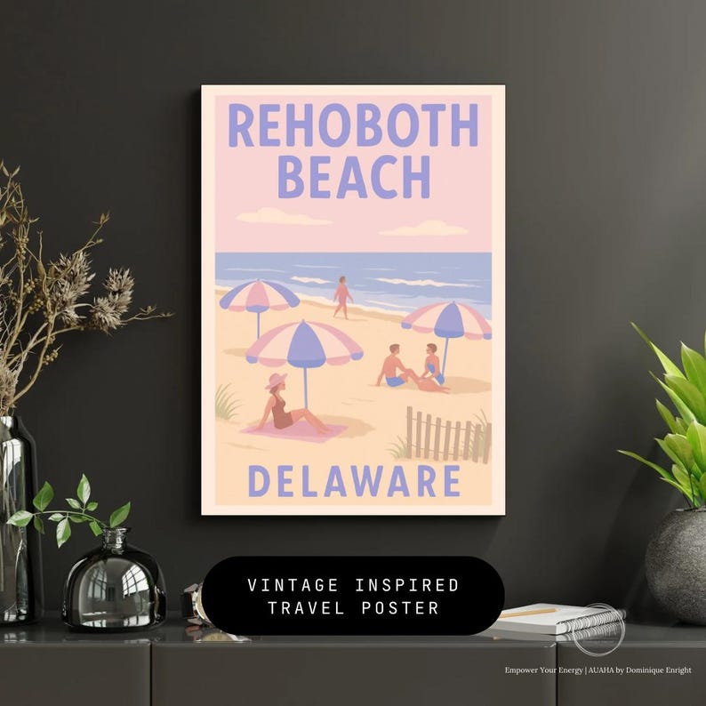 Rehoboth Beach Printable Poster – Vintage Coastal Wall Art | Delaware ...