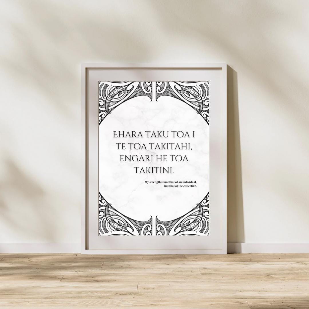Minimalist Maori Whakatauki Poster - ‘ehara Taku Toa’ | Printable Wall Art - Etsy