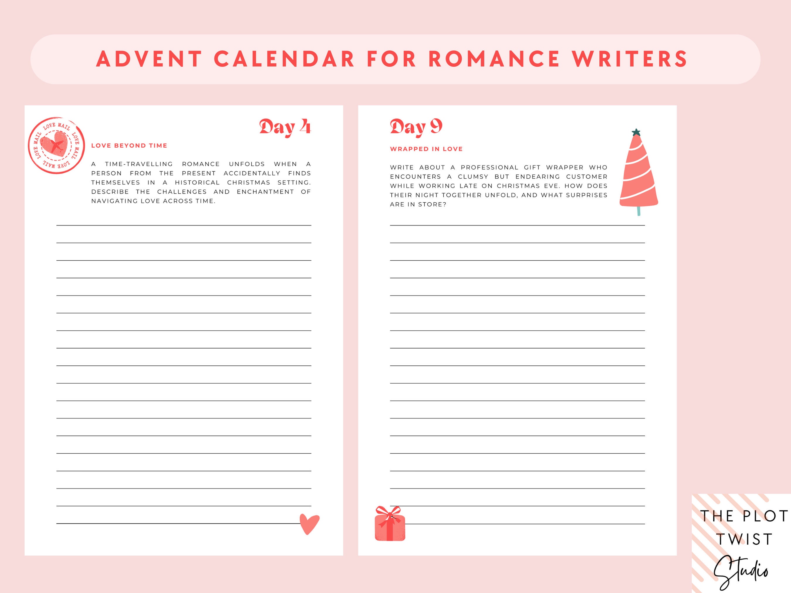 Writing Prompt Advent Calendar for Romance Writers Writing - Etsy