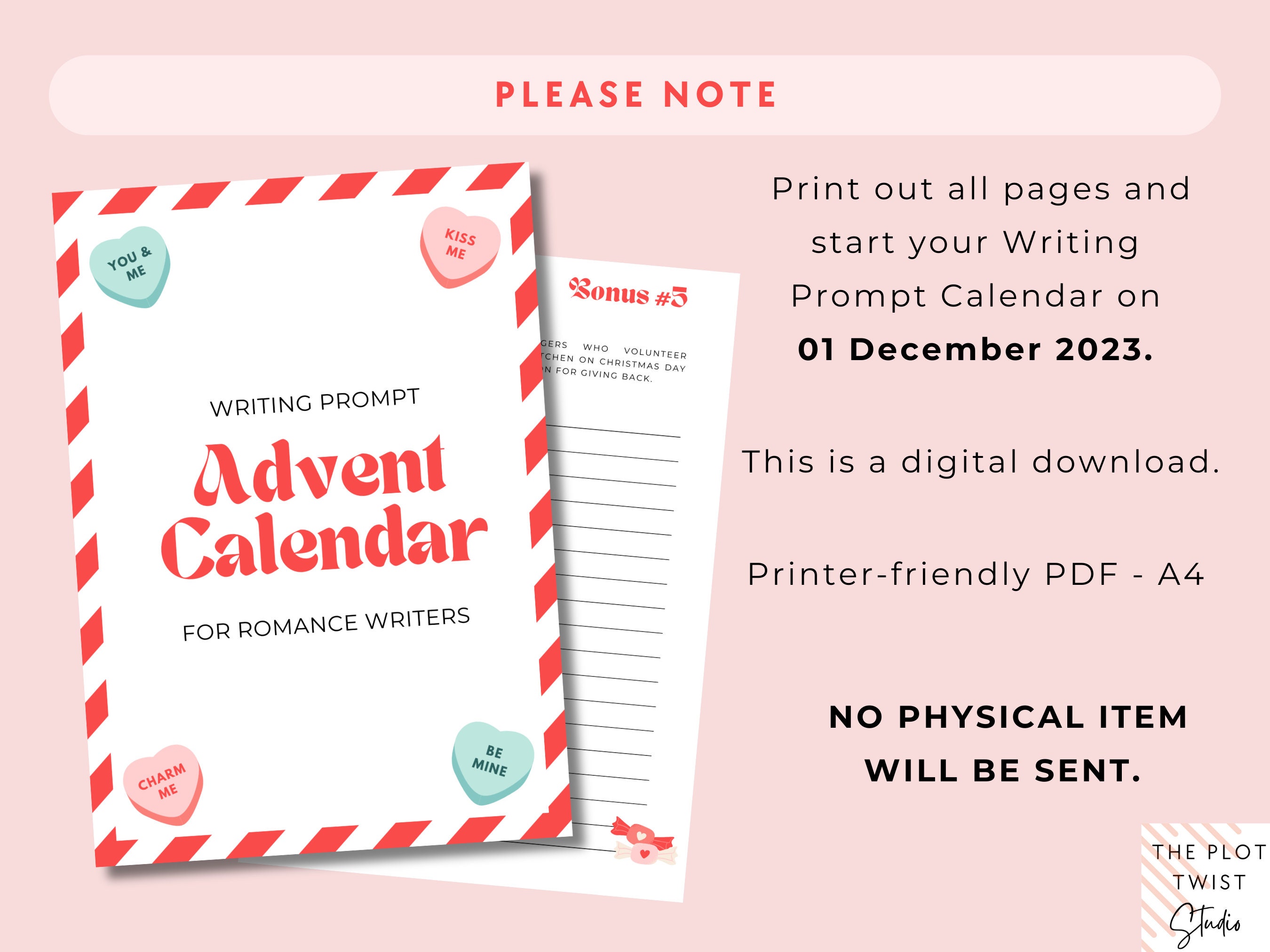 Writing Prompt Advent Calendar for Romance Writers Writing - Etsy