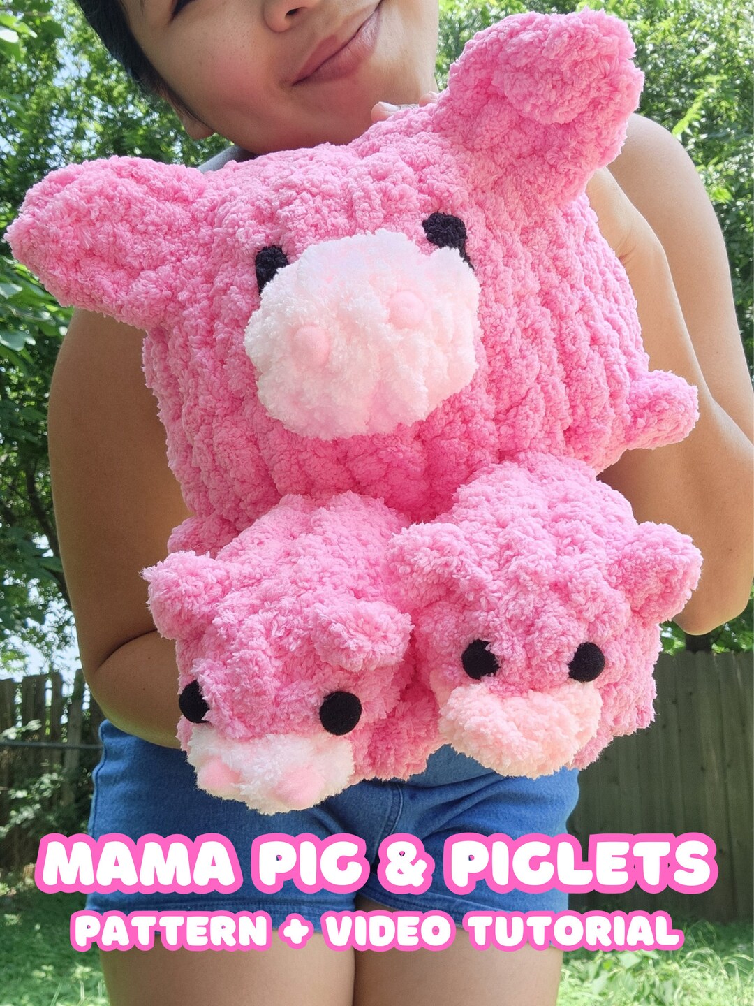 Handknit Mama Pig and Piglets Plushies Pattern With Video Tutorial ...